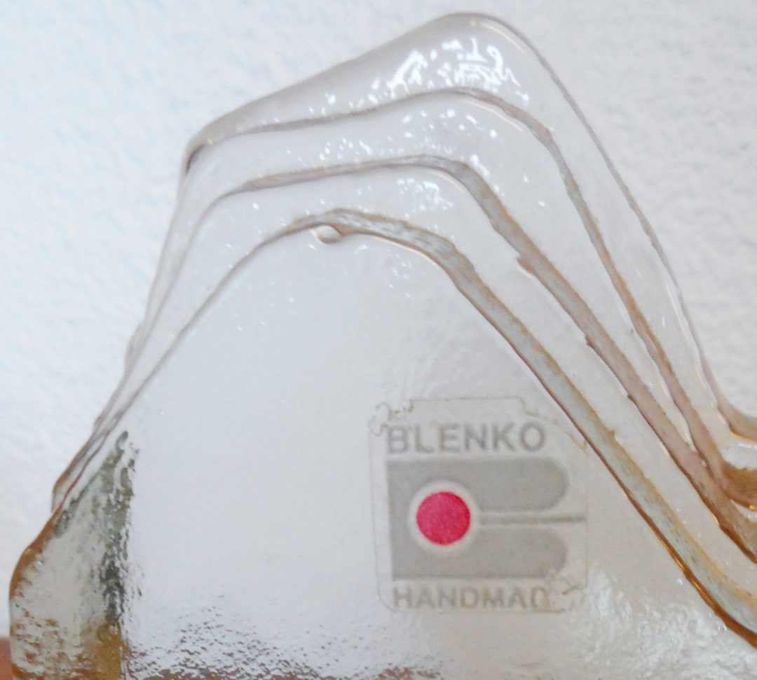 Blenko Mid Century Hand Made Two Clear Glass Mountain Range Motif ...
