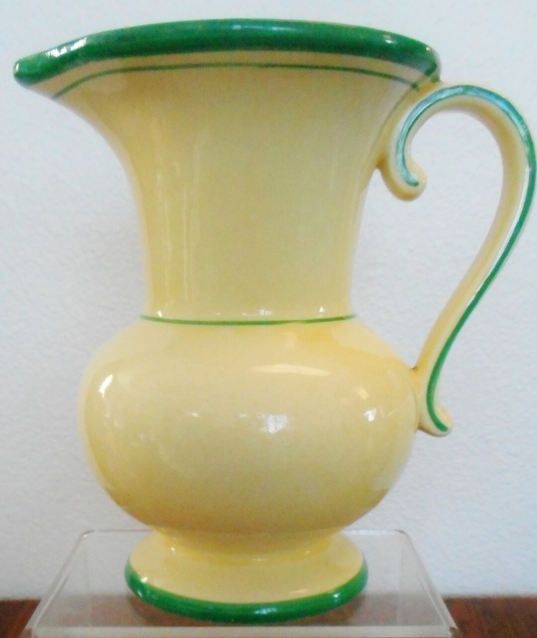 Czech Lostro Hand Decorated Yellow & Green Pitcher Vintage - Etsy