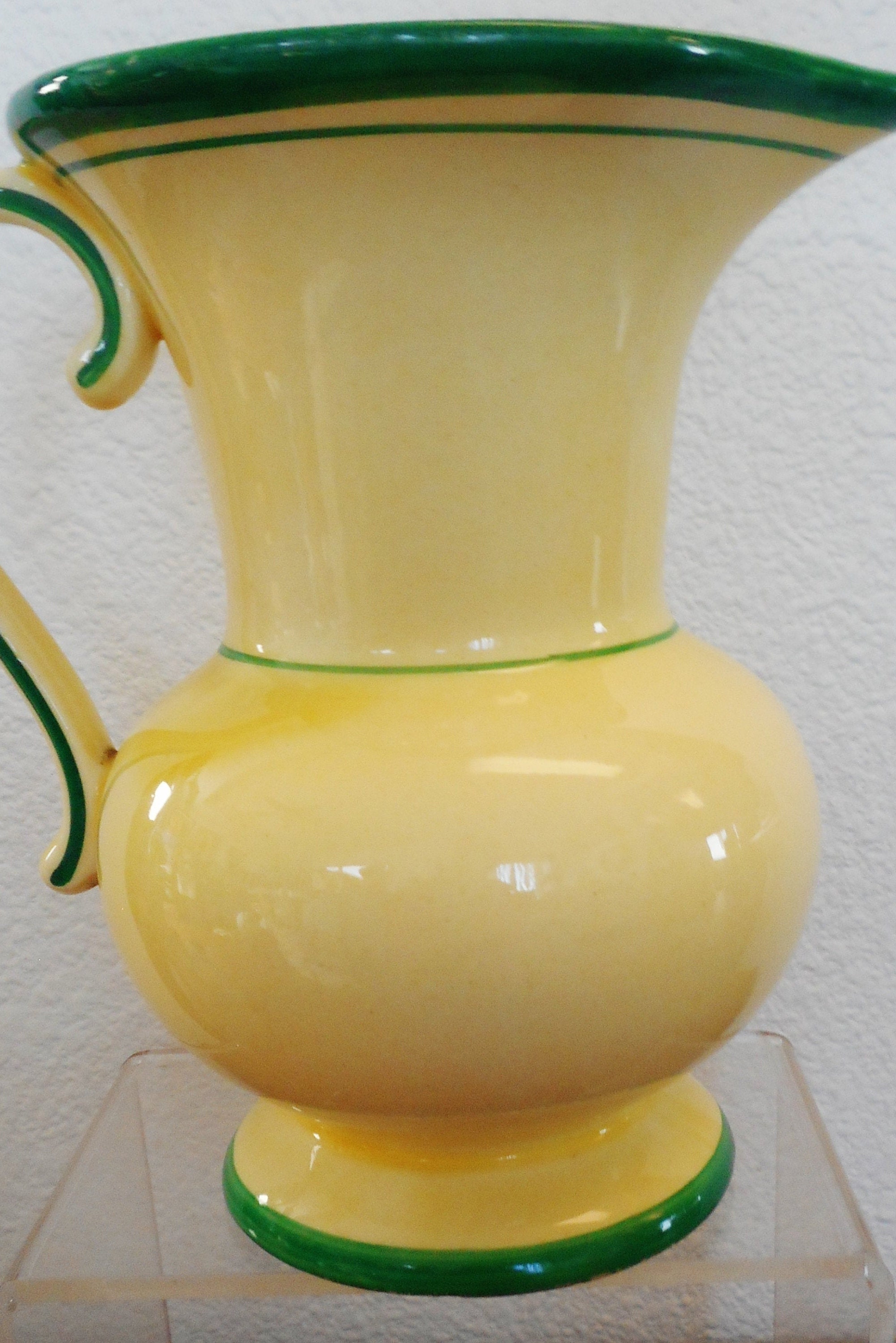 Czech Lostro Hand Decorated Yellow & Green Pitcher Vintage - Etsy