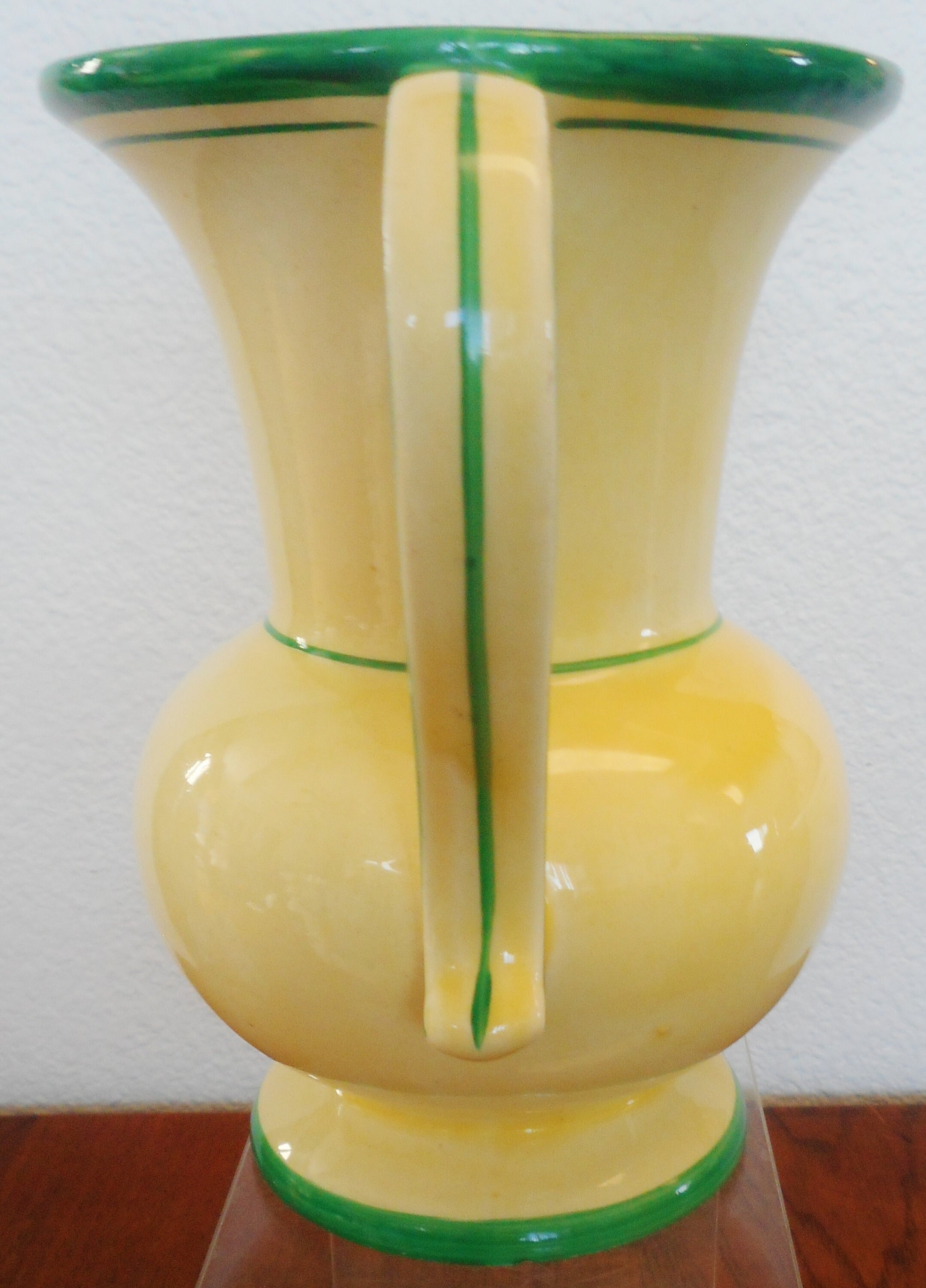 Czech Lostro Hand Decorated Yellow & Green Pitcher Vintage - Etsy