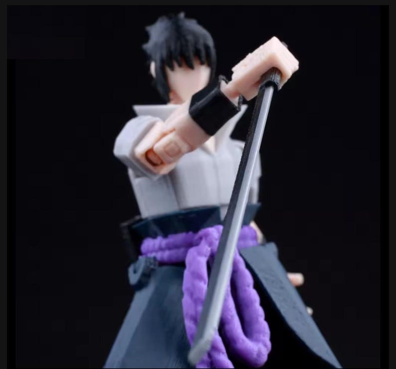 Low Poly 3D Printed Sasuke Figure - Anime Resin Model - Etsy