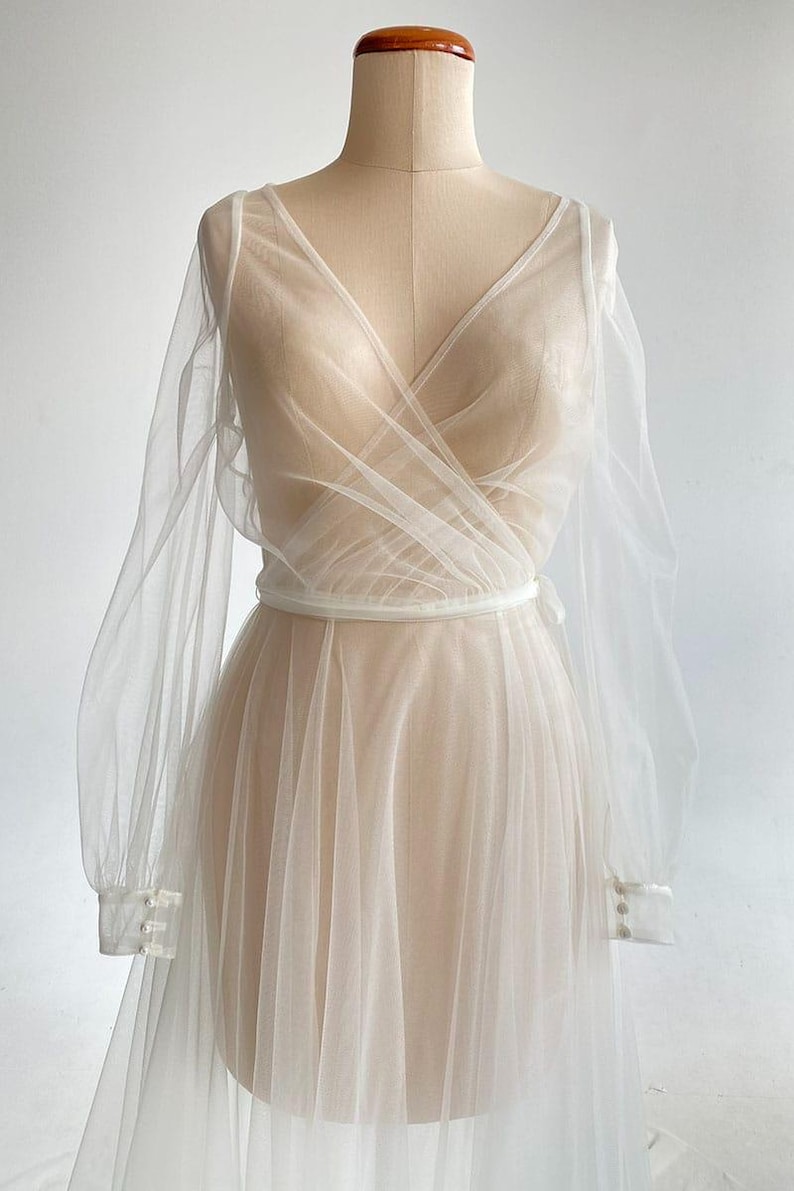 Bridal Sheer Tulle Overlay .tulle Wrap Coat.modern Bridal Dress.tulle ...
