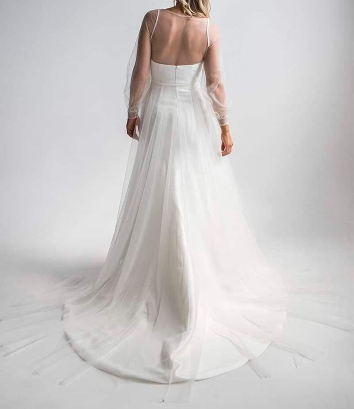 Bridal Sheer Tulle Overlay .tulle Wrap Coat.modern Bridal Dress.tulle ...
