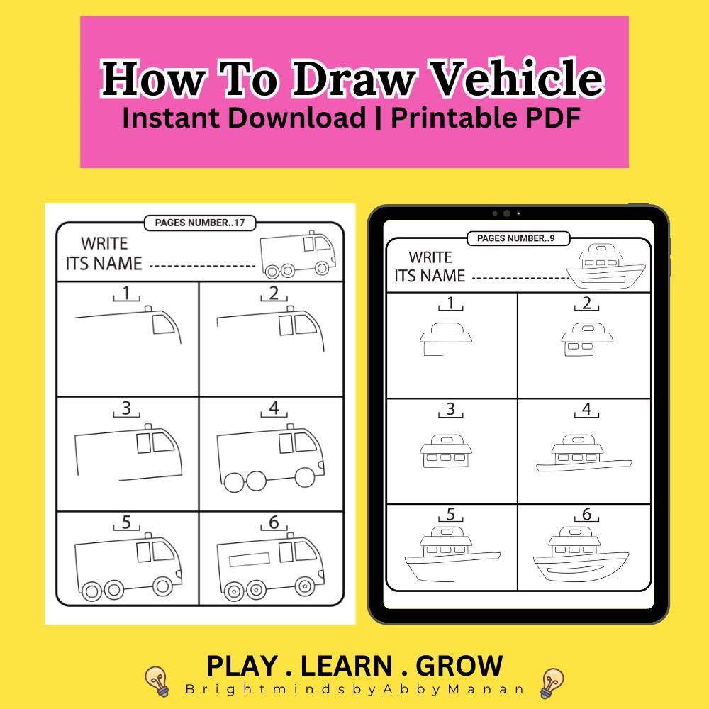 Step-by-step Vehicle Drawing Worksheets – Fun Transportation Printables ...