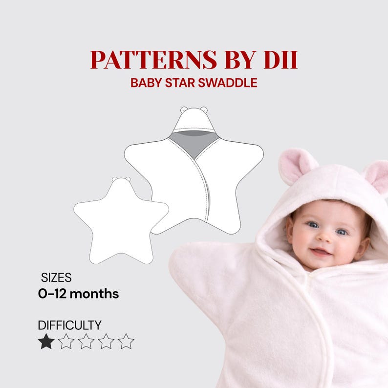Baby Star Swaddle Blanket Sewing Pattern – DIY Printable A4 Template ...