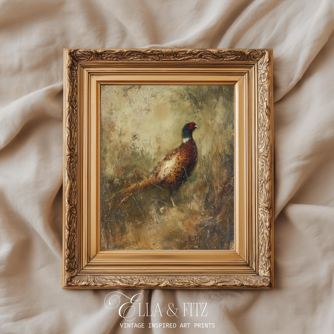 Pheasant Wildlife Wall Art – Rustic Bird Painting for Cabin Decor ...