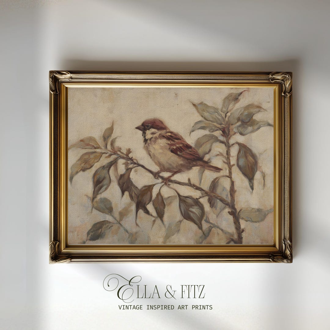 Vintage Sparrow Print: Cottagecore Bird Wall Art (digital Download - Etsy