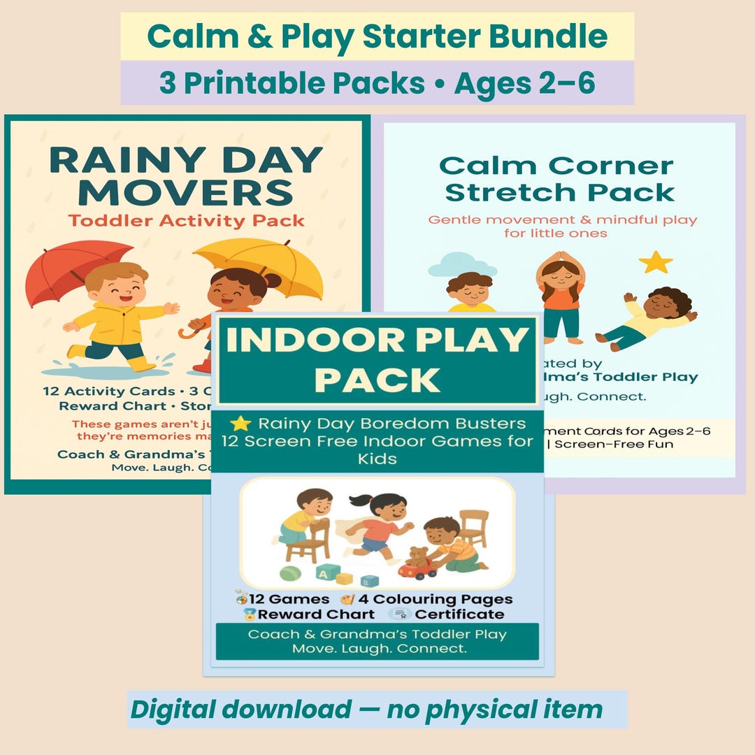 Calm & Play Starter Bundle | 3 Printable Toddler Packs | Movement ...