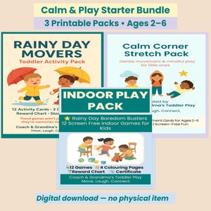 Calm & Play Starter Bundle | 3 Printable Toddler Packs | Movement ...