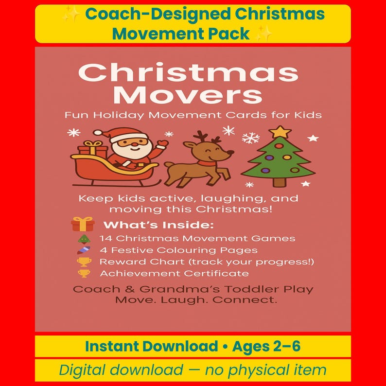 Christmas Movement Cards for Toddlers | Holiday Printable Game ...