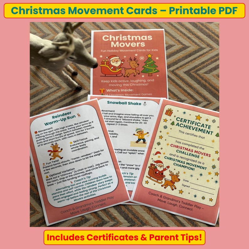 Christmas Movement Cards for Toddlers | Holiday Printable Game ...