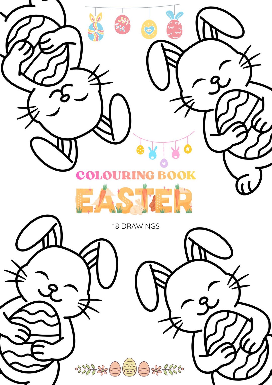 Easter Coloring Book for Kids Printable, 16 Pages Coloring Book, Easter ...