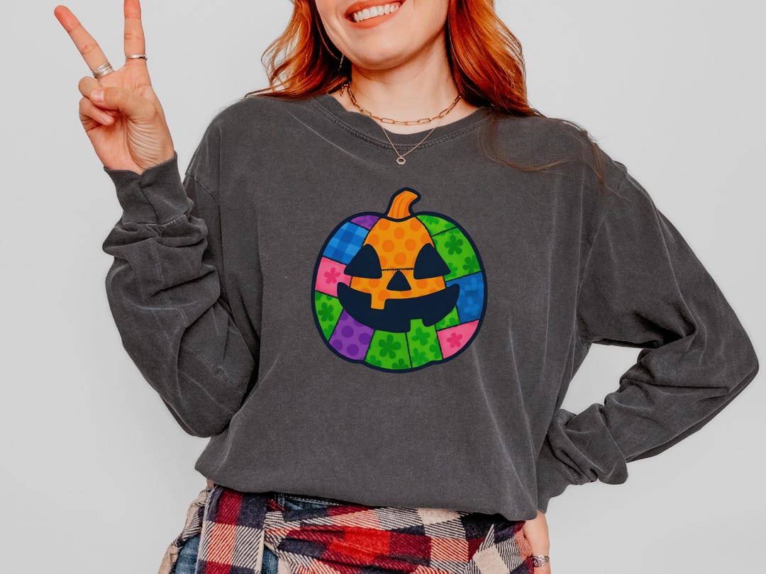 Patchwork Jack O Lantern PNG | Cute Pumpkin Halloween PNG | Halloween ...