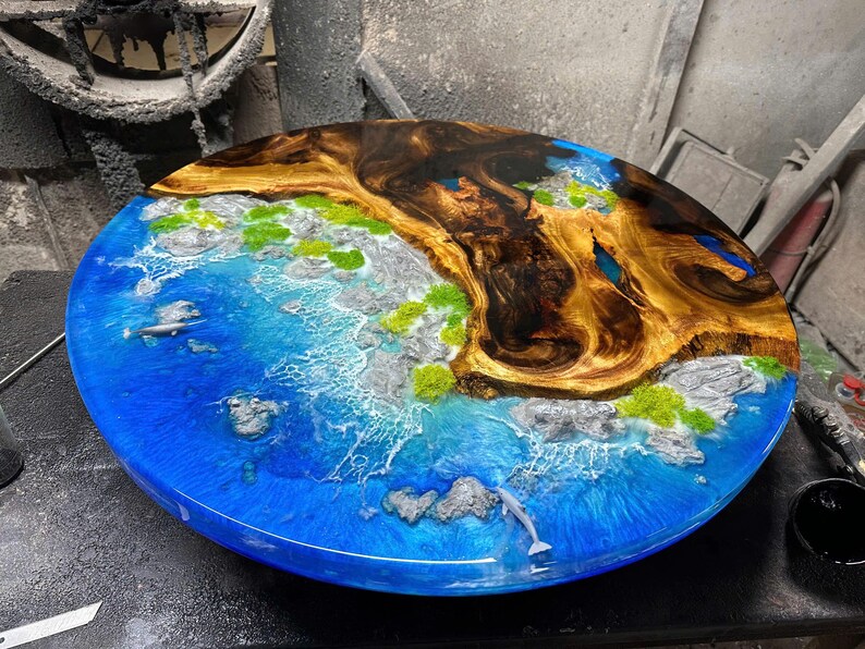 Custom Epoxy Resin River Round Table: Natural Landscaping, Reclaimed ...