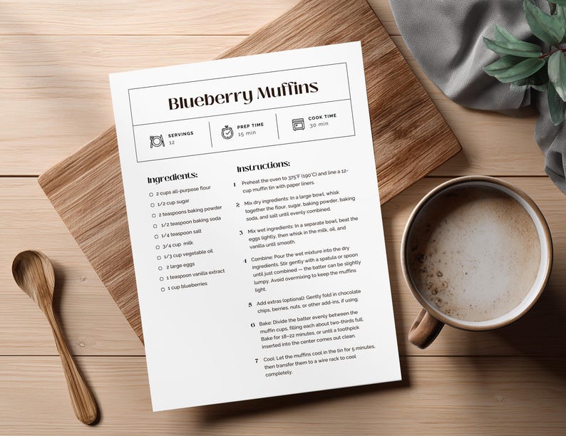 Editable Recipe Card Template: Canva Cookbook, Kitchen Organizer (PDF ...