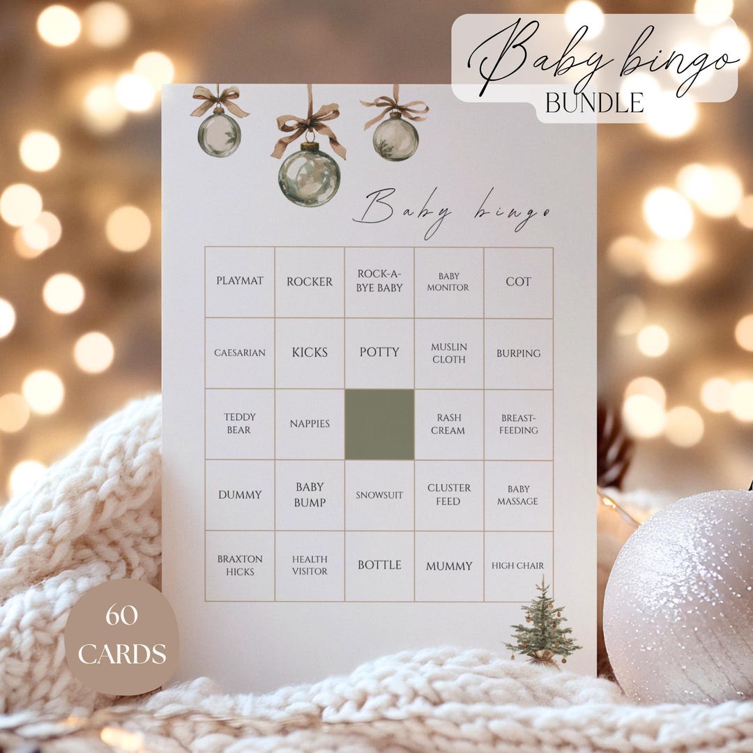 Christmas Baby Shower Bingo Game | Winter Baby Shower Game | Holiday ...