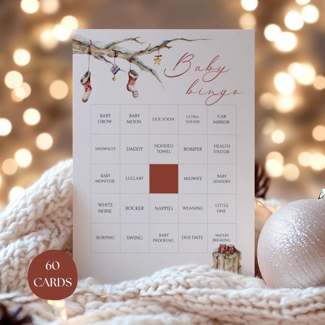 Christmas Baby Shower Bingo Game | Winter Baby Shower Game | Holiday ...
