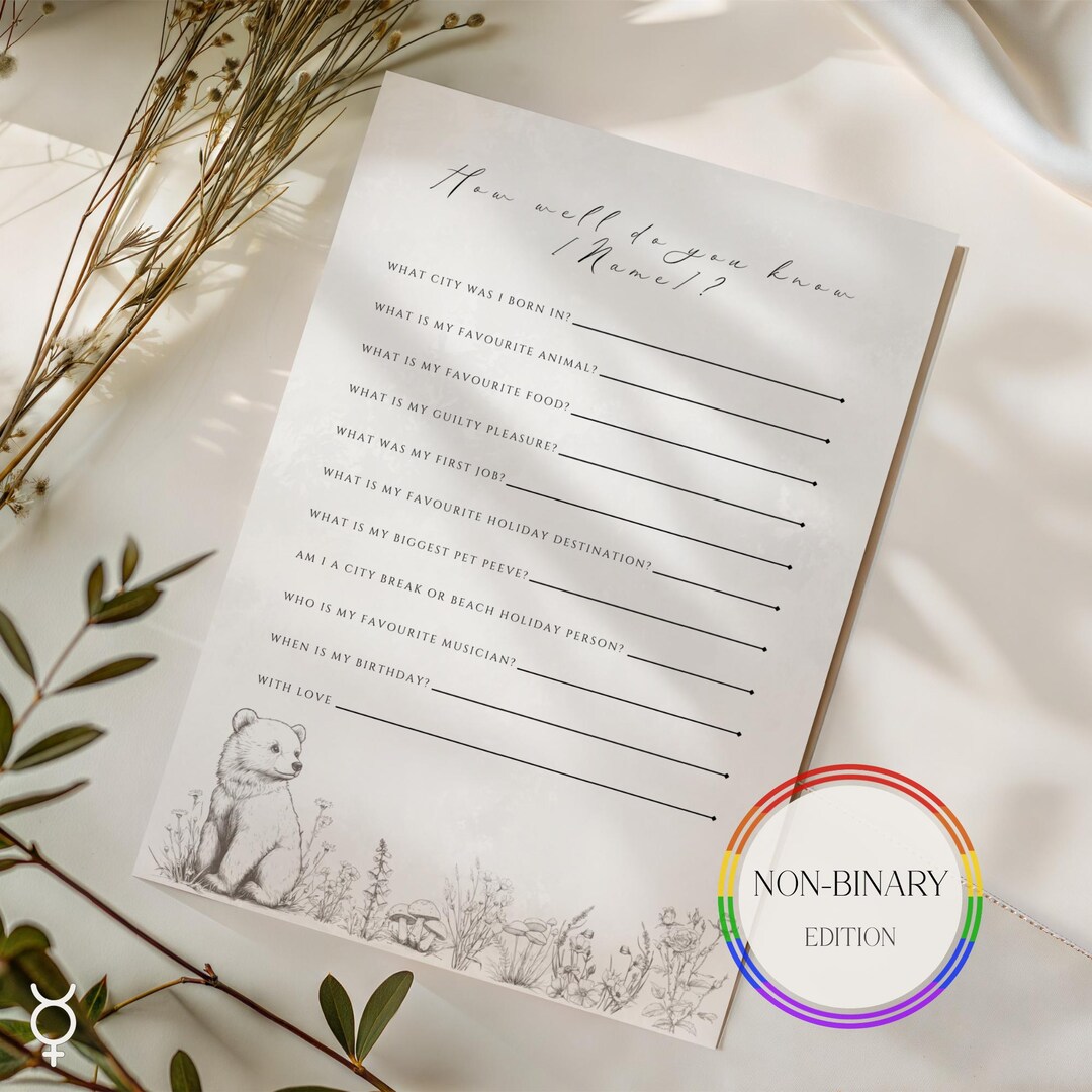 LGBTQ+ How Well Do You Know [name]? Non-binary Baby Shower Game ...