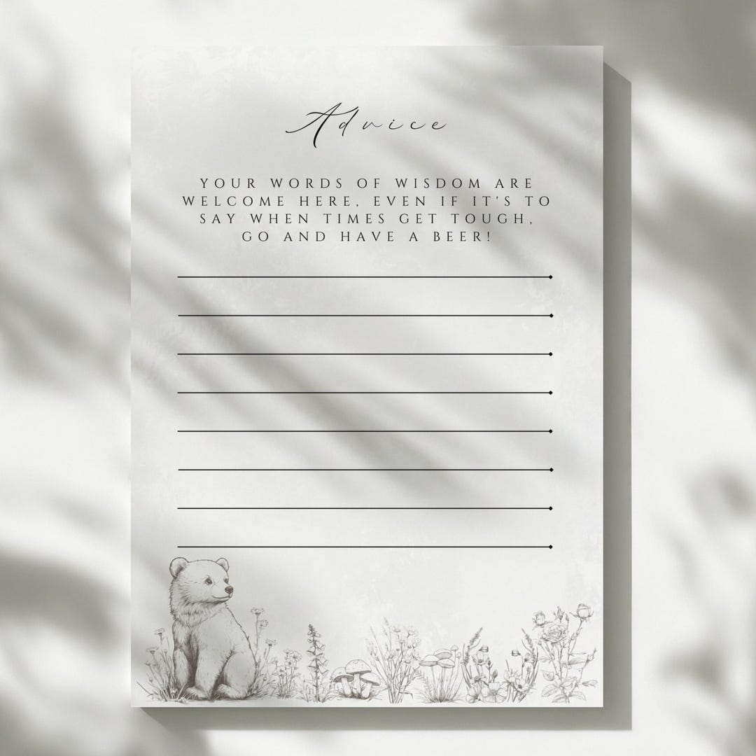 Minimalist Advice Cards Baby Shower Game, Printable Advice and Wishes ...