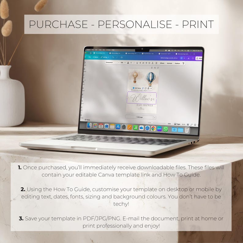 On Cloud Nine Baby Shower Welcome Sign: Editable Minimalist Neutral ...