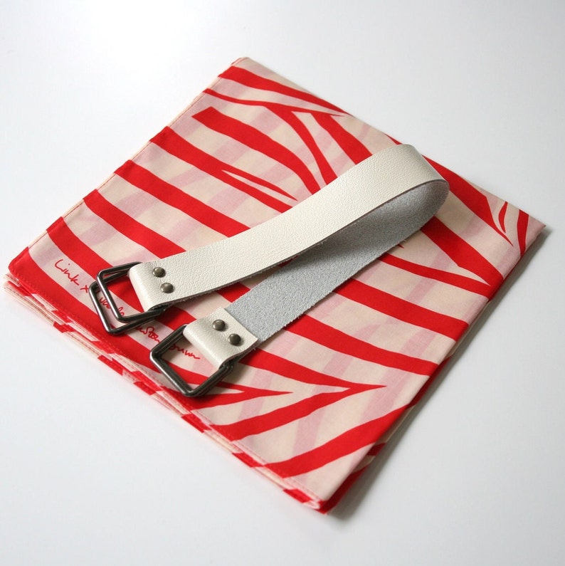 Stripe Furoshiki (red) & Leather Carry Strap Set - Etsy