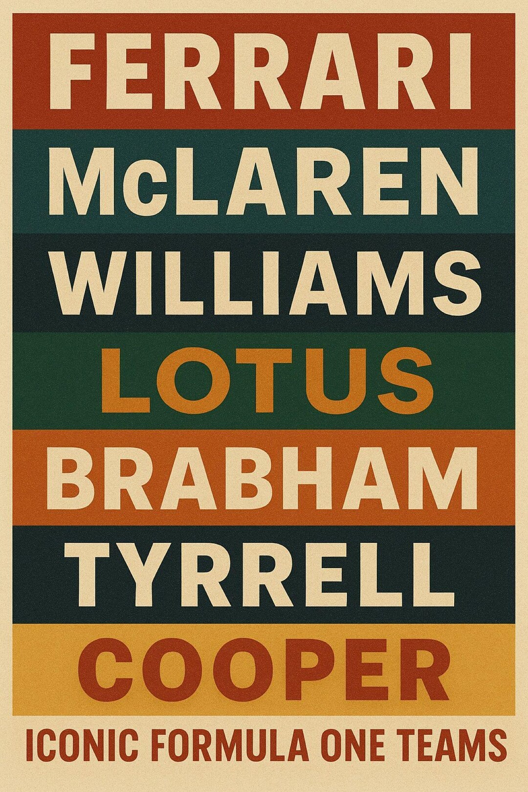 Iconic Formula 1 Teams Poster - Etsy