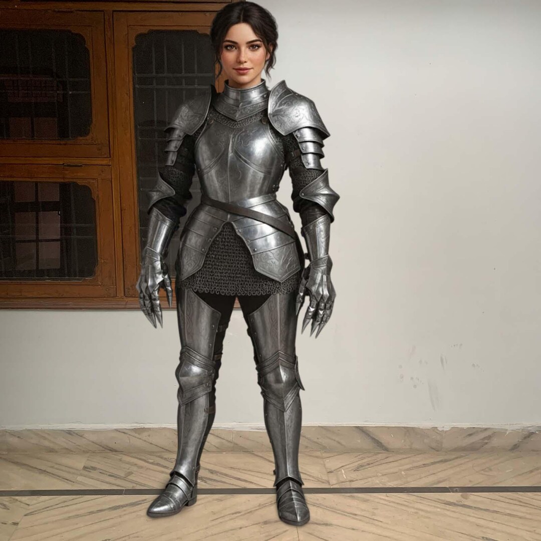 Medieval Lady Knight Full Armor – Women’s Engraved Steel Suit With ...