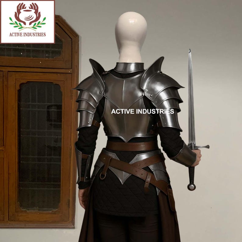 Steel Knight Armor Set: Medieval Corset, Bracers, Pauldrons - Women's ...