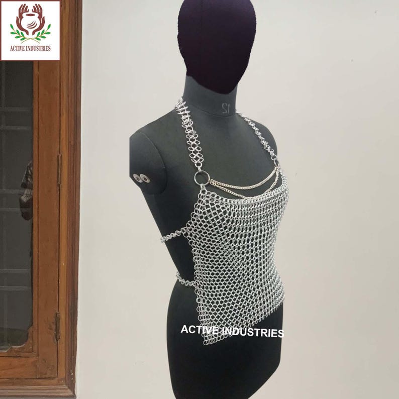 Handmade Lady Chainmail Halter Top | Festival Rave Armor | Body Jewelry ...