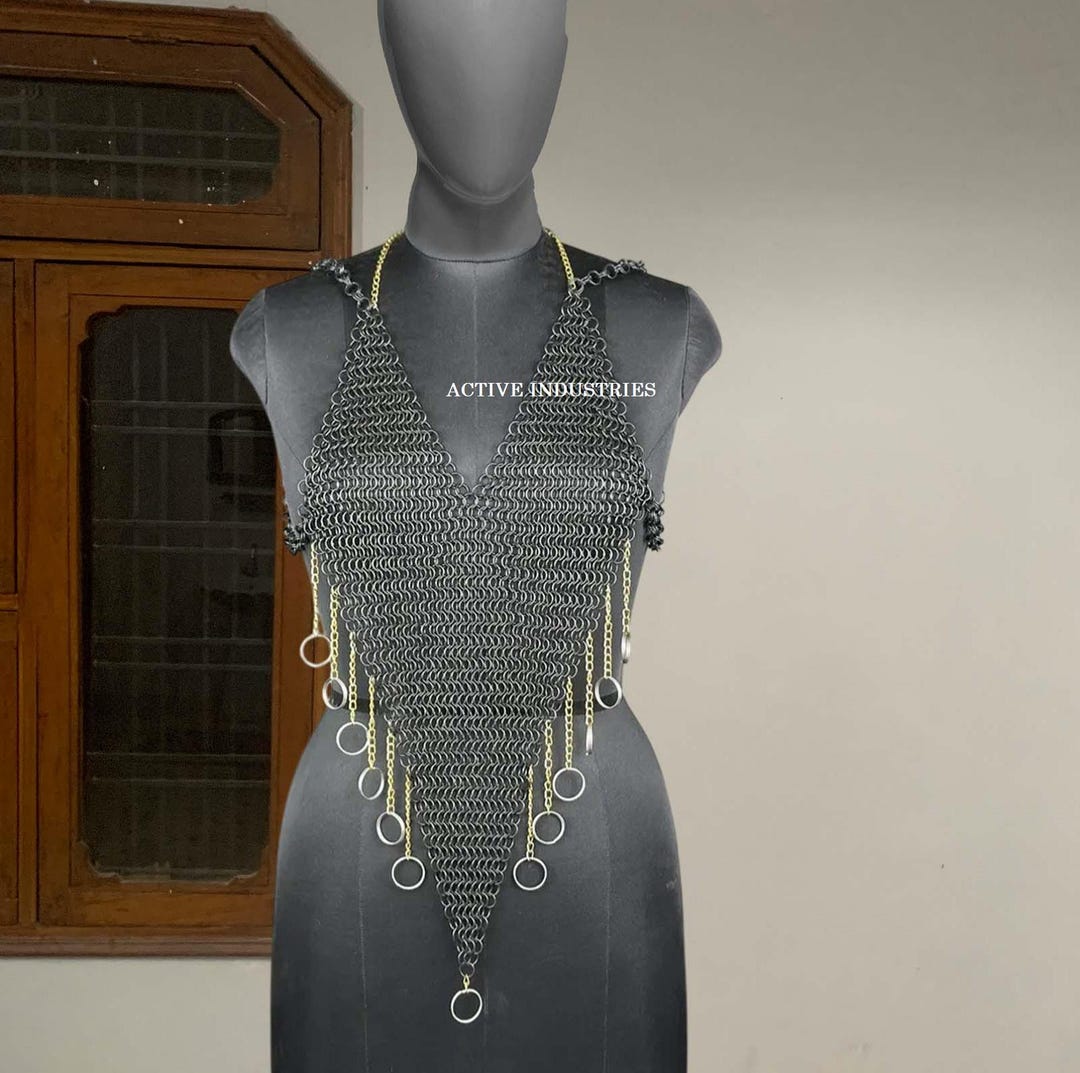 Handcrafted Chainmail Top With Gold & Silver Rings - Unique Boho ...
