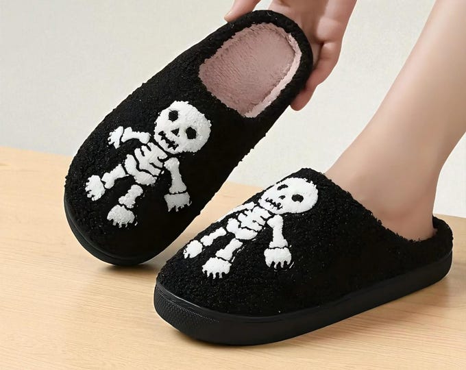 Skeleton Dancing Slippers, Funny Skeleton Halloween Slippers, Anti-slip ...