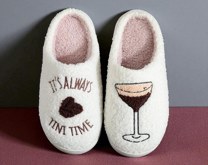 Martini Time Coffee Slippers, It's Always Tini Time Slippers, Anti-slip ...