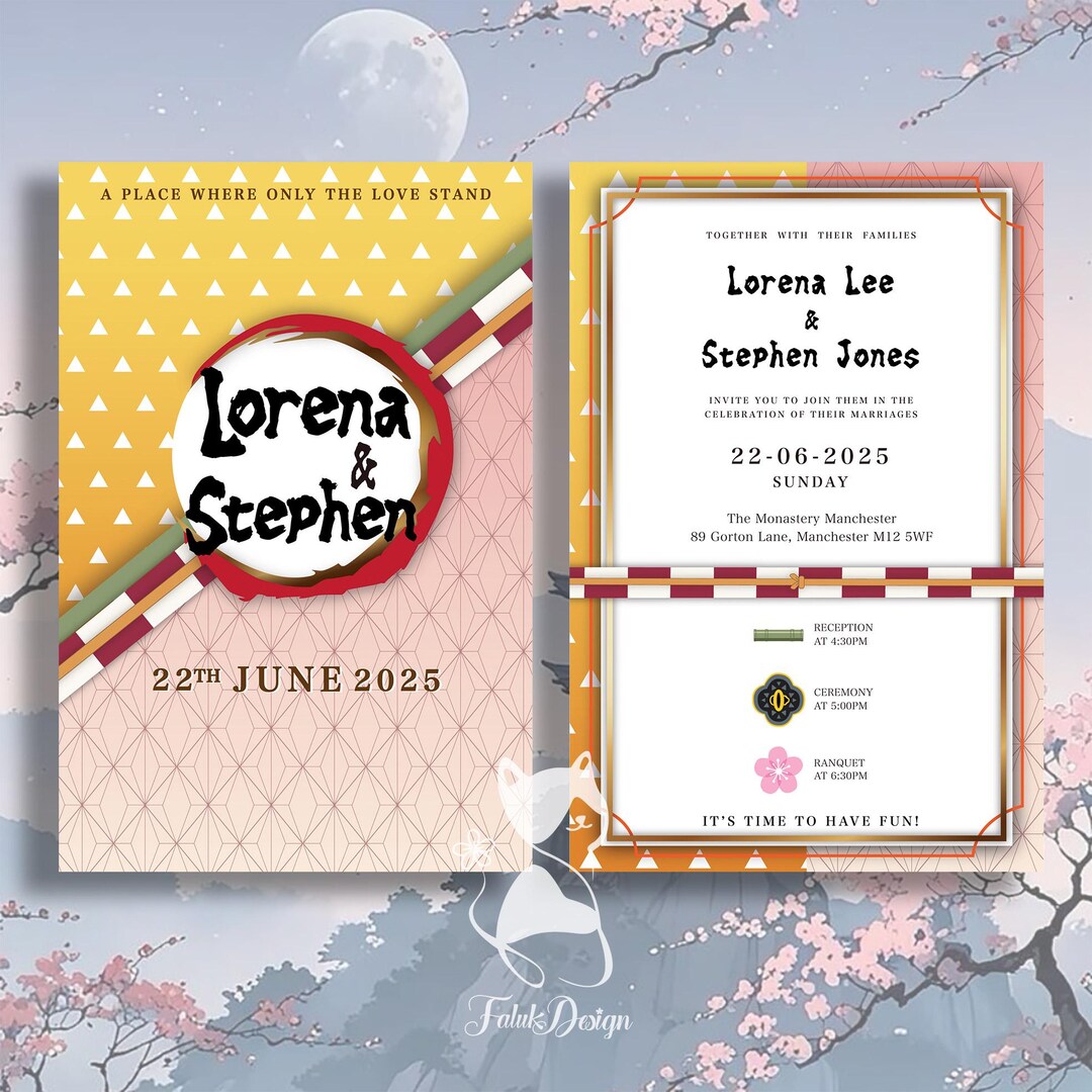 Buy Anime Invitation Card - Demon Slayer Style, Wedding Card, Digital ...