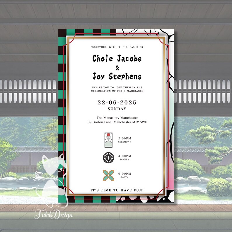 Anime Invitation Card - Demon Slayer Style, Wedding Card, Digital ...