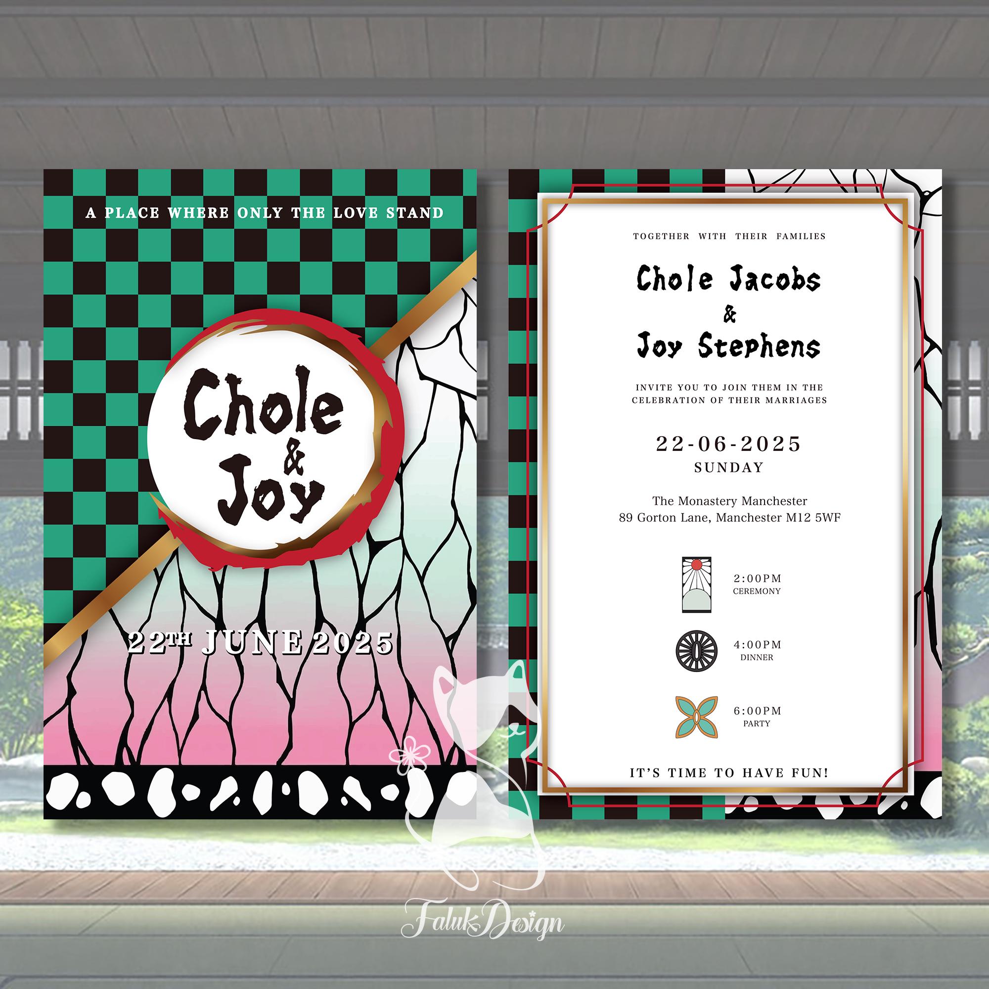 Anime Invitation Card - Demon Slayer Style, Wedding Card, Digital ...