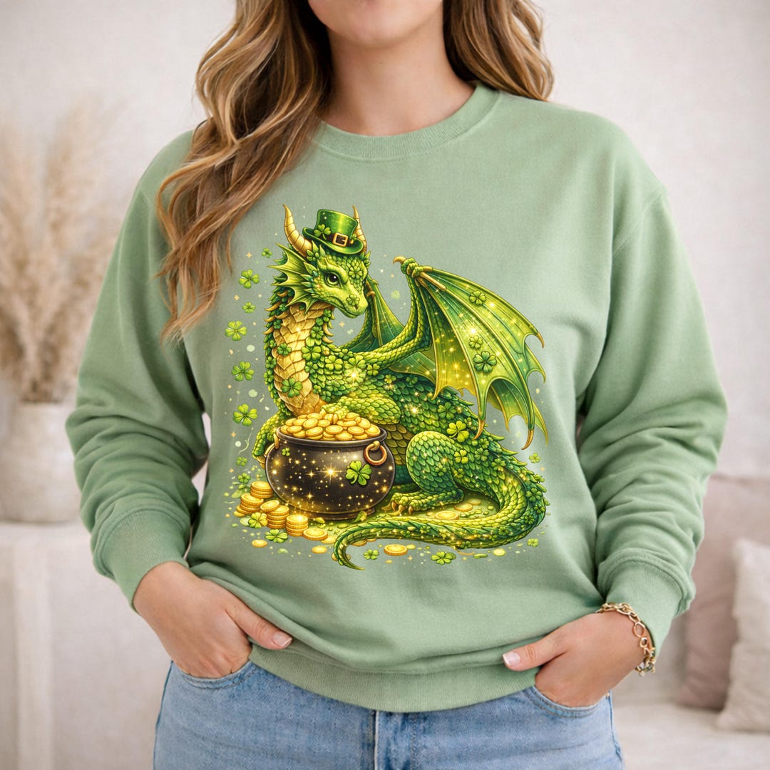St Patrick’s Day Dragon PNG, Irish Lucky Dragon Design, Shamrock Dragon ...