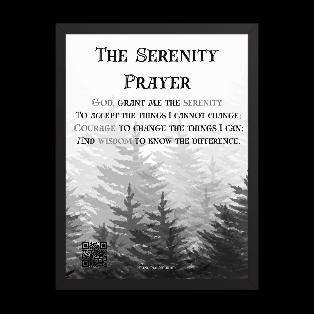 The Serenity Prayer Printable Wall Art With QR Code | Christian ...
