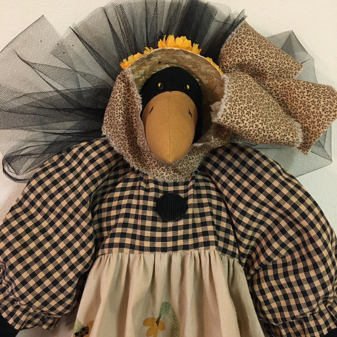 Crow Doll Primitive Fall Crow Doll Rustic Crow Porch Décor Primitive