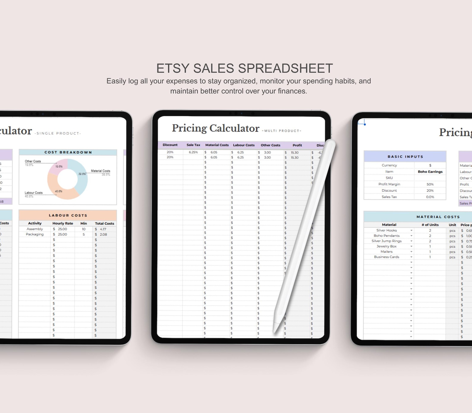 Excel Pricing Calculator and Expense Tracker - Profit Margin Tool ...
