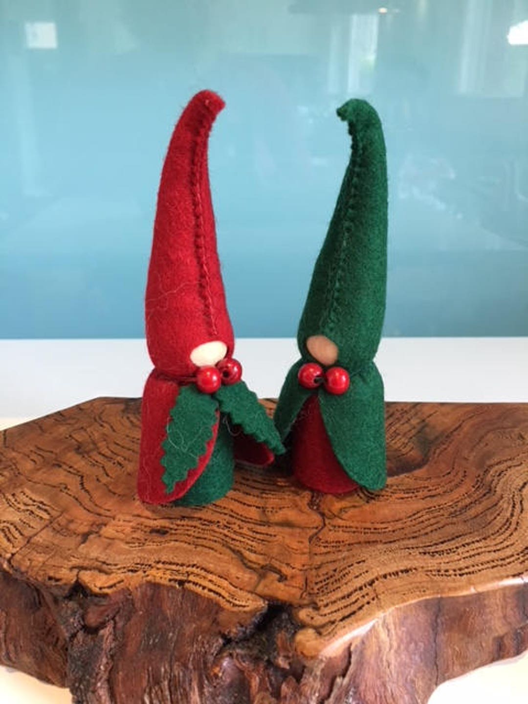 TWO CHRISTMAS GNOMES Red and Green Gnomesdecorationwaldorf ...