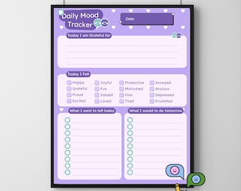 Mood Tracker Printable, A Year in Pixels, Mood Journal, Emotion Tracker ...