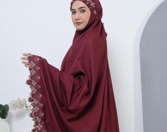 Embroidered Cotton Mukena Set for Women Design B2 – Adult Prayer Outfit ...