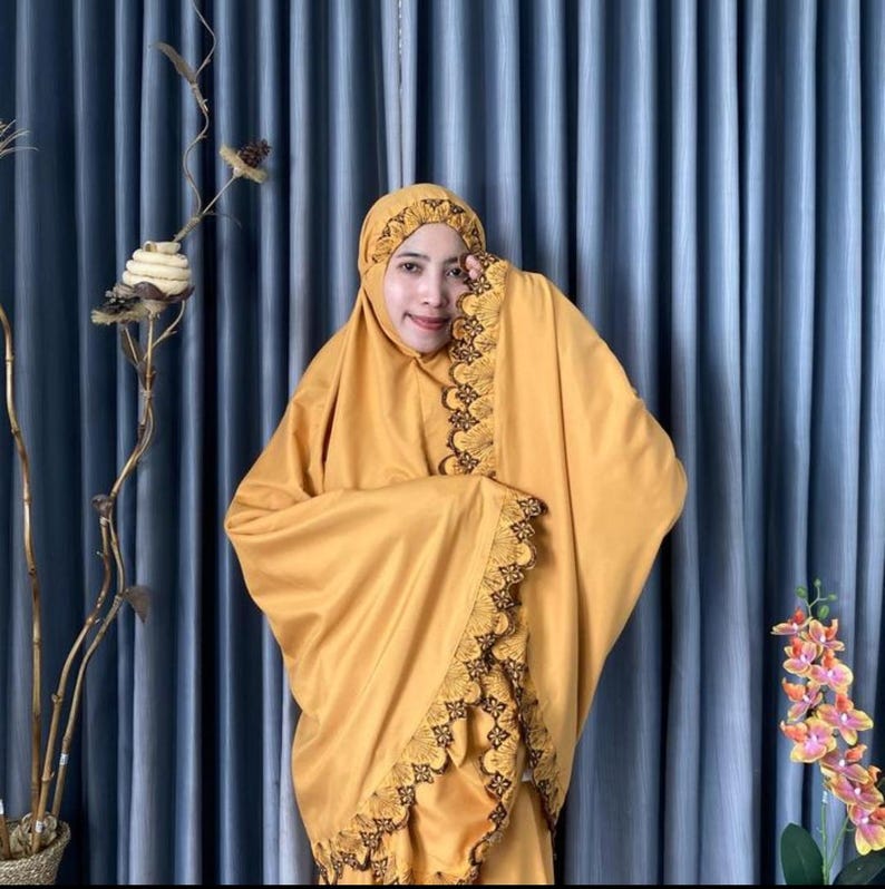 Embroidered Cotton Mukena Set for Women Design B2 – Adult Prayer Outfit ...