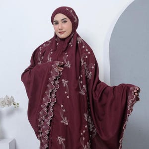 Embroidered Cotton Mukena Set for Women Design C1 – Adult Prayer Outfit ...