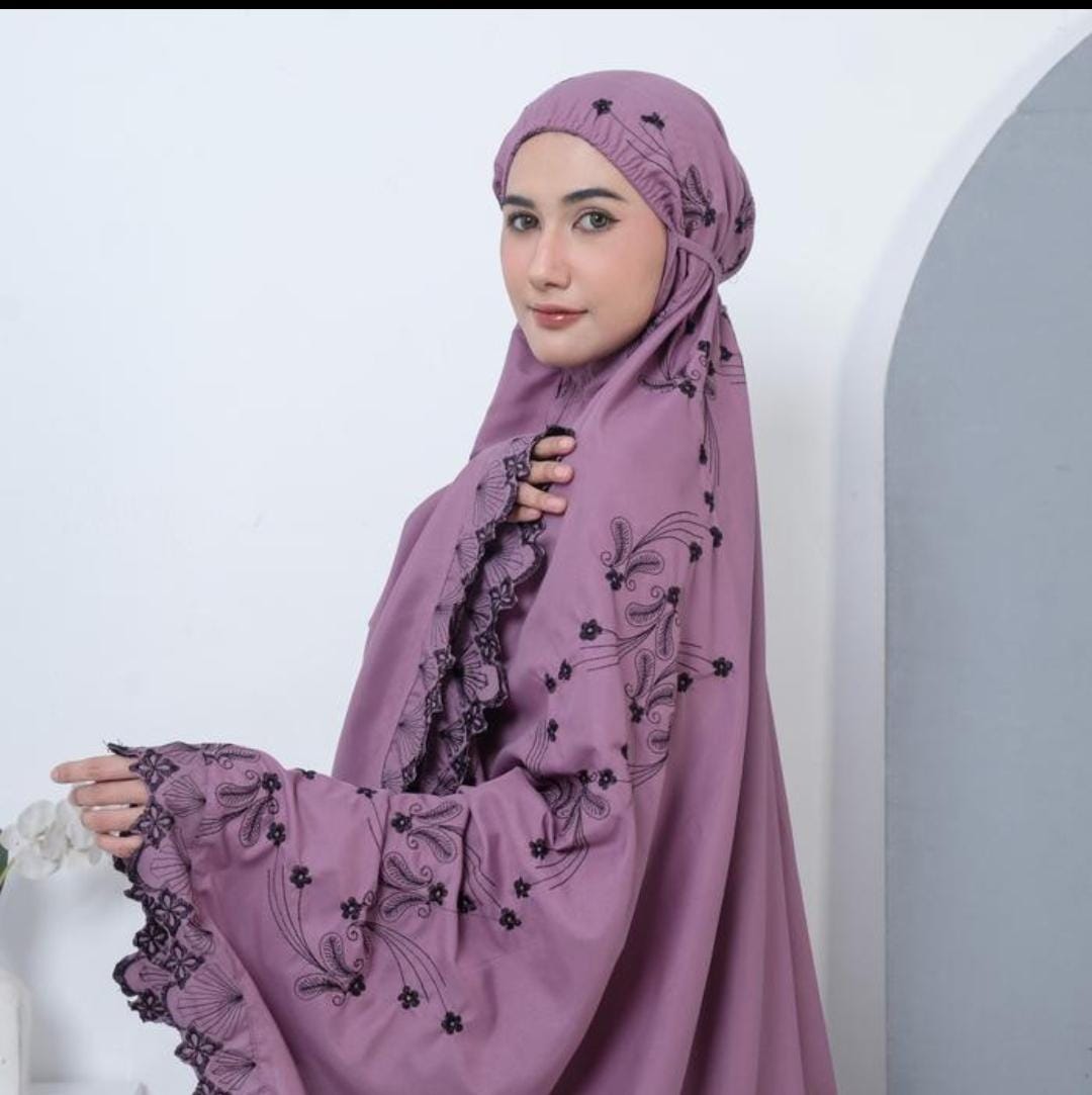 Embroidered Cotton Mukena Set for Women Design C1 – Adult Prayer Outfit ...