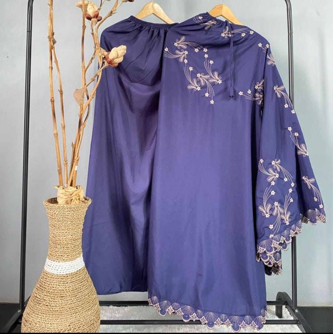 Embroidered Cotton Mukena Set for Women Design C1 – Adult Prayer Outfit ...