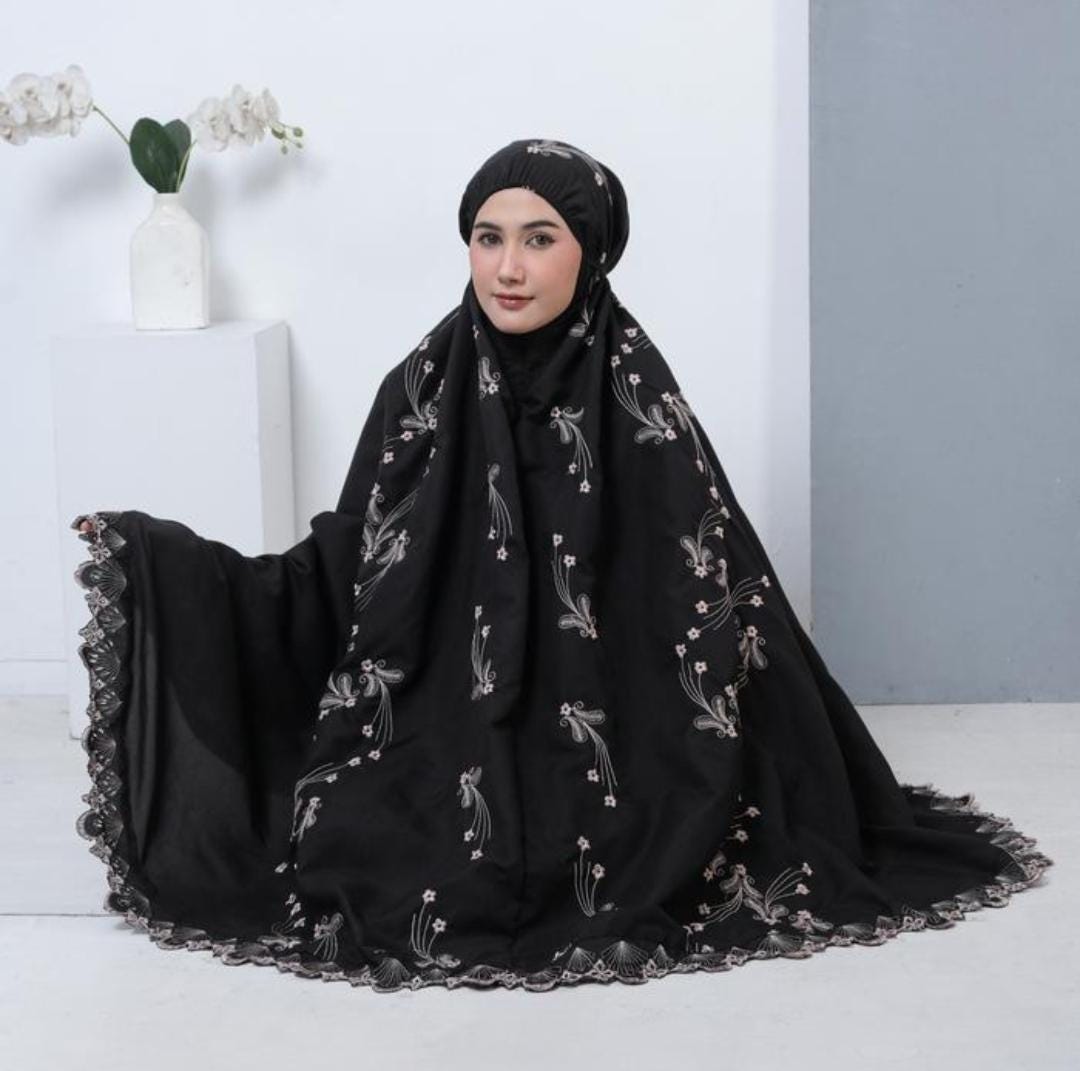 Embroidered Cotton Mukena Set for Women Design C1 – Adult Prayer Outfit ...