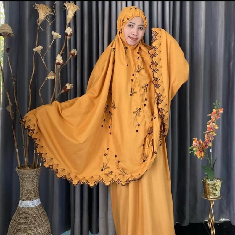 Embroidered Cotton Mukena Set for Women Design C1 – Adult Prayer Outfit ...