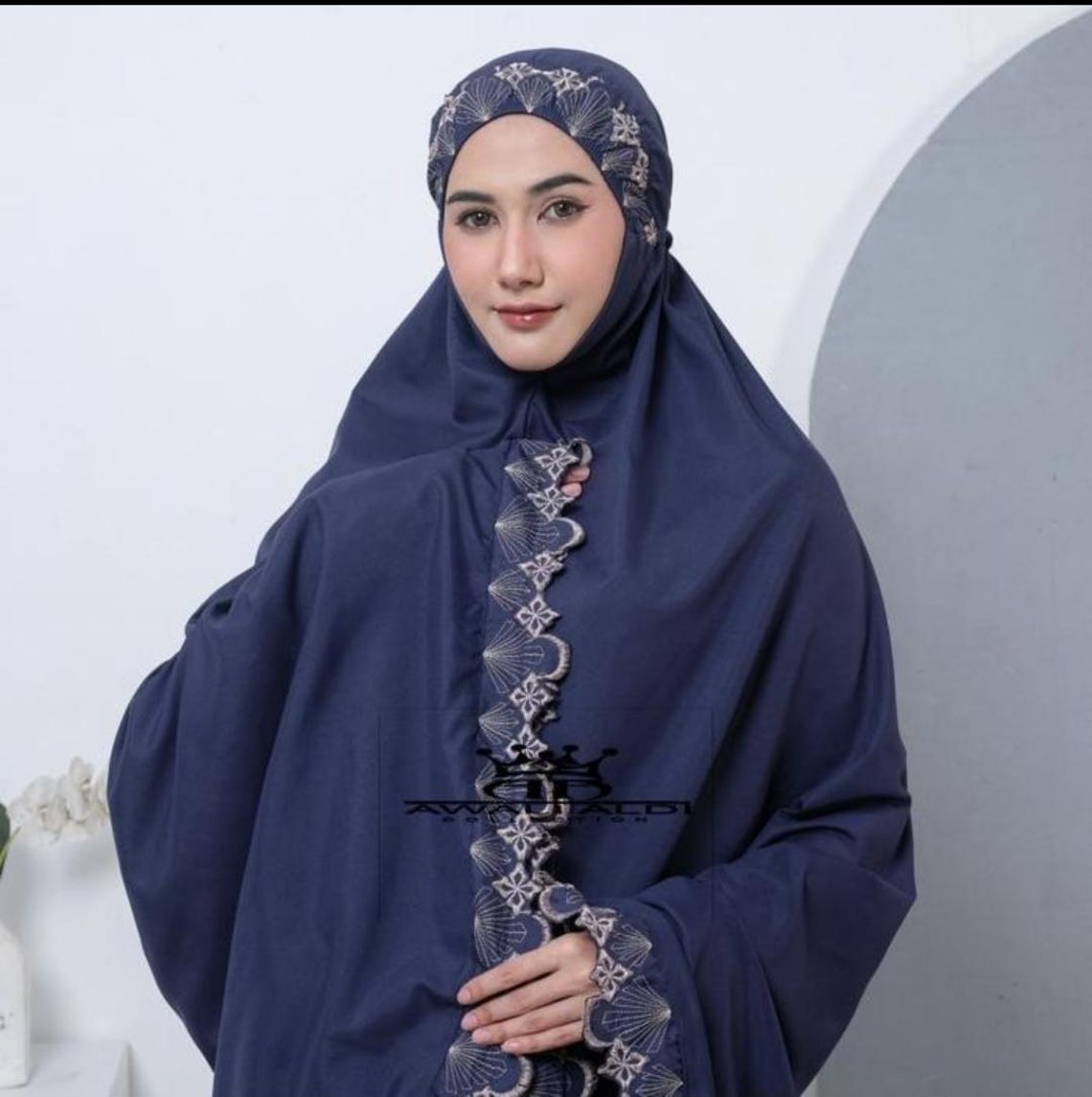 Embroidered Cotton Mukena Set for Women Design B2 – Adult Prayer Outfit ...