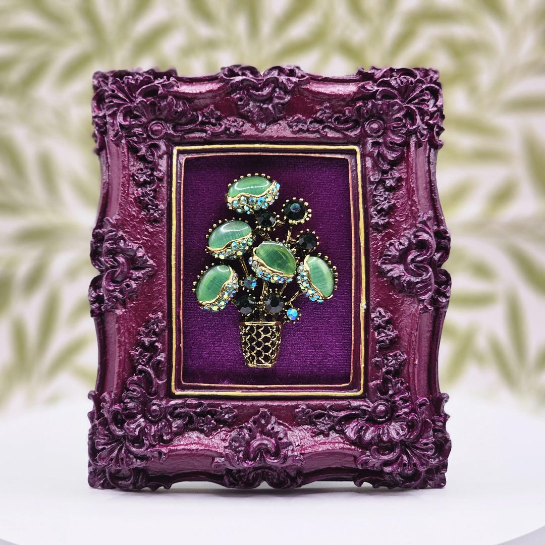Vibrant Hand-painted Jewelry Display Frame With Velvet Backdrop: Unique ...